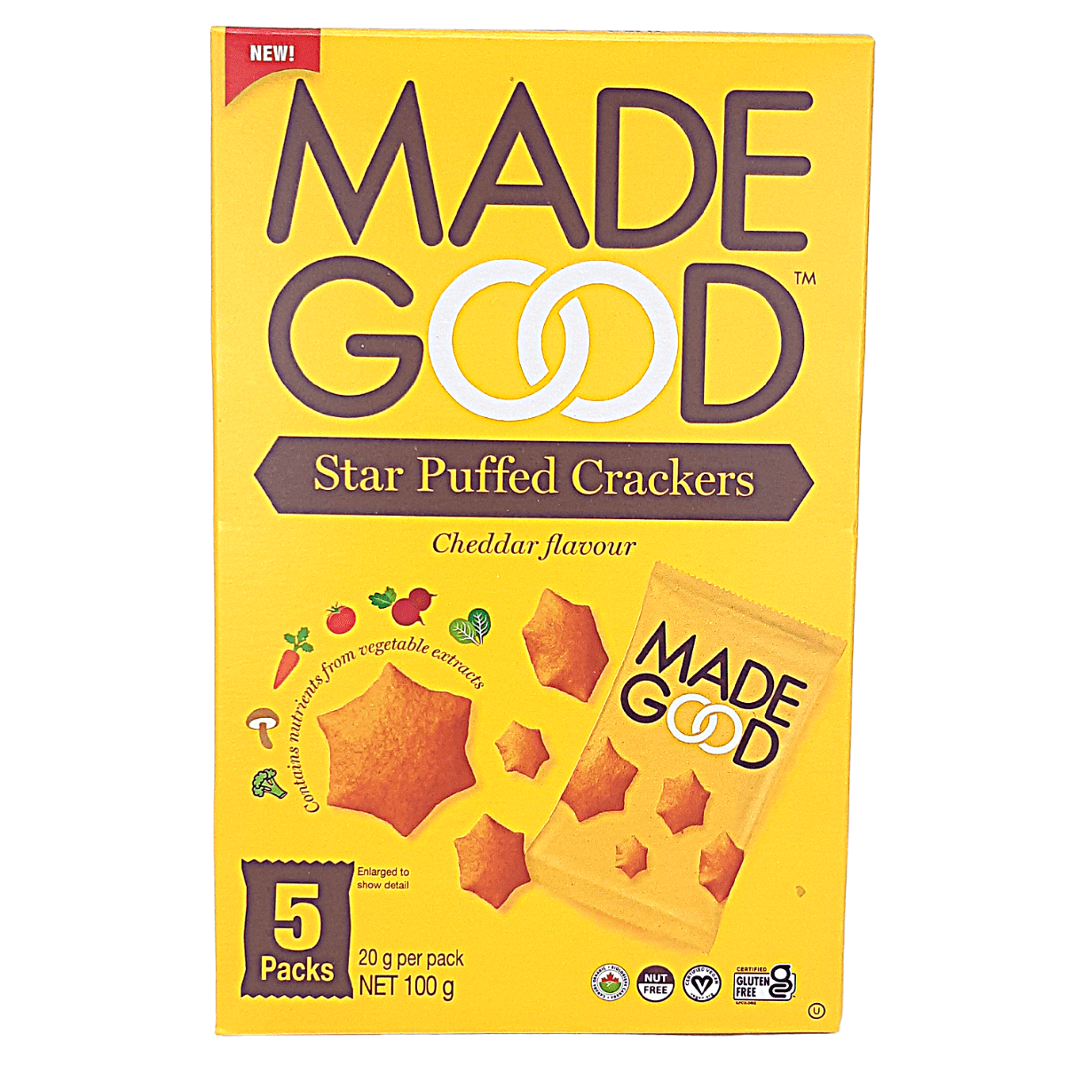 Made Good Star Puffed Cheddar Crackers Pouches 20g 5 Pack – The Root ...
